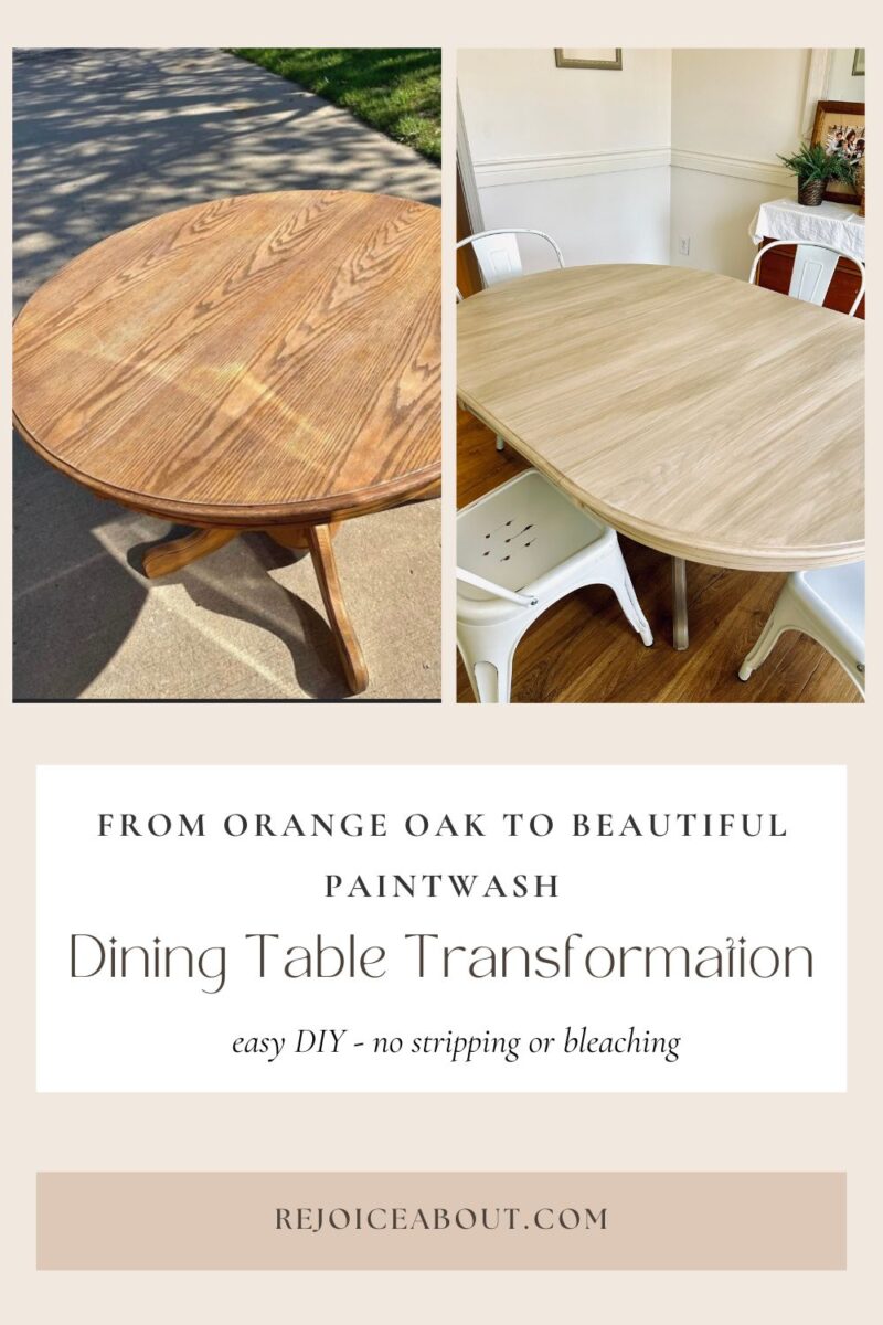 Dining Table Transformation From Oak To Beautiful Paint Wash - Rejoice ...