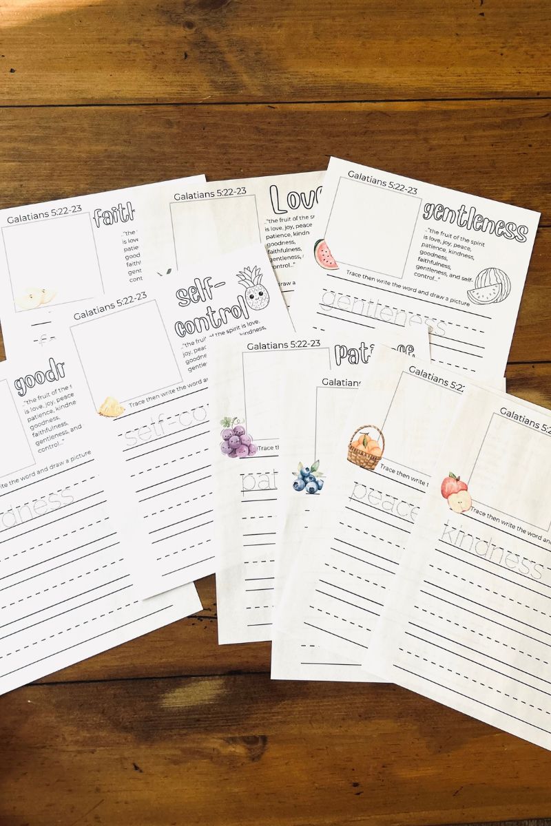 Free Fruit of the Spirit Tracing Pages – Christian Kids Printable ...