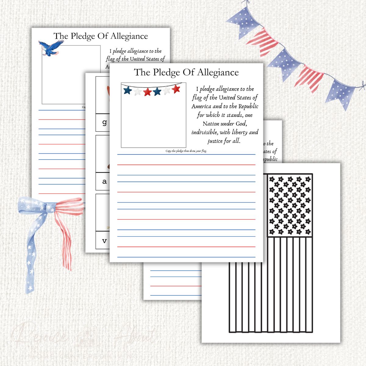 Free Pledge of Allegiance Copywork Printable (Copywork + Coloring Pages ...